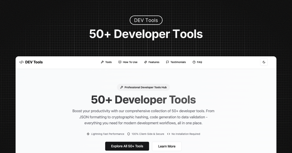 DevTools Hub - Free Online Developer Tools | Developer Tools Online